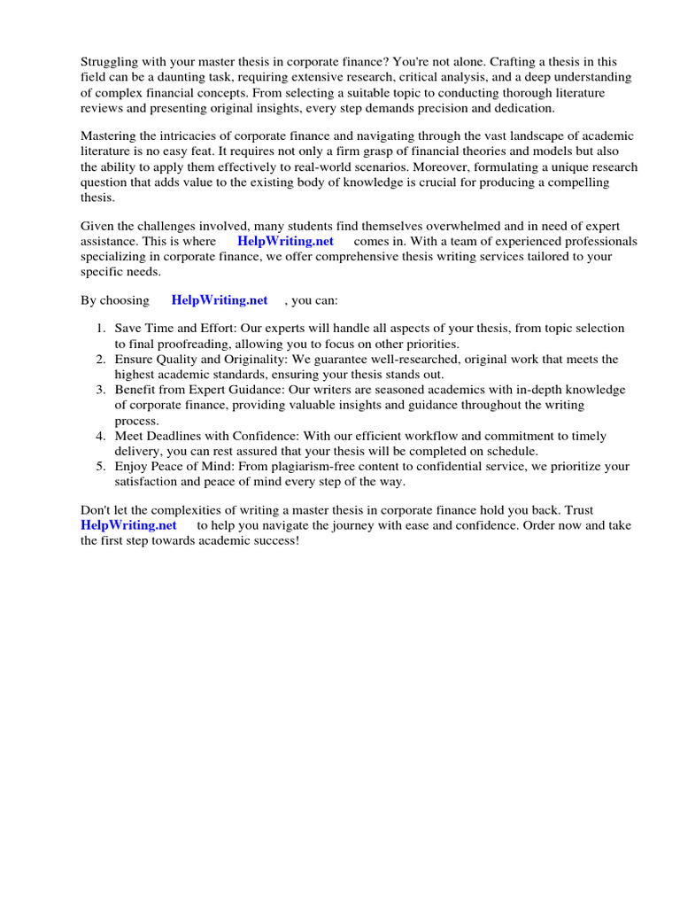Master Thesis Topics Corporate Finance | PDF | Corporate Social ...