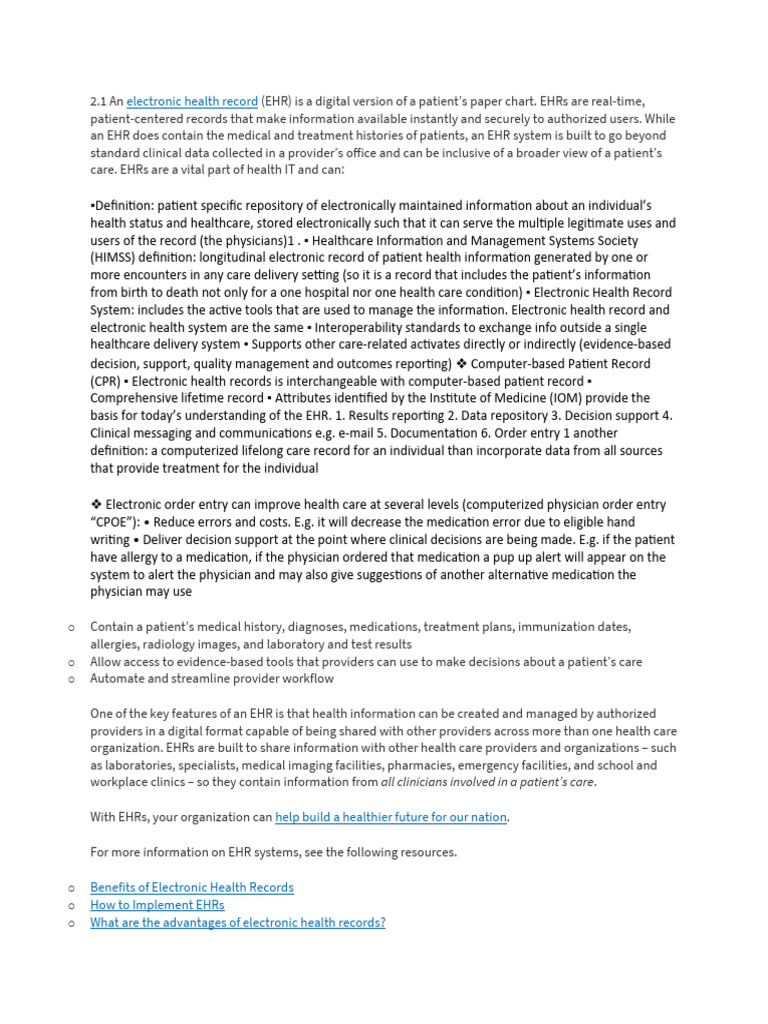 ch2 Electronic Health Record | PDF | Electronic Health Record | Information Security