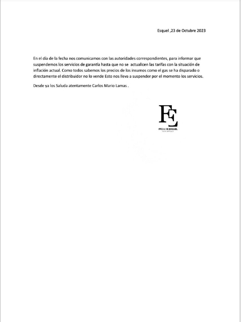 Suspensión de Servicios 23 Oct 23 | PDF