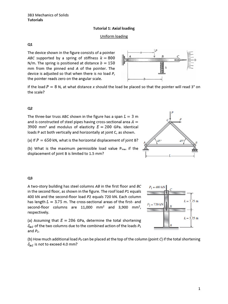 3B3 Tutorial 1. Axial Loading | Download Free PDF | Young's Modulus | Elasticity (Physics)