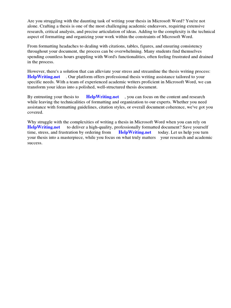 Writing Thesis in Ms Word | PDF | Thesis | Microsoft Word