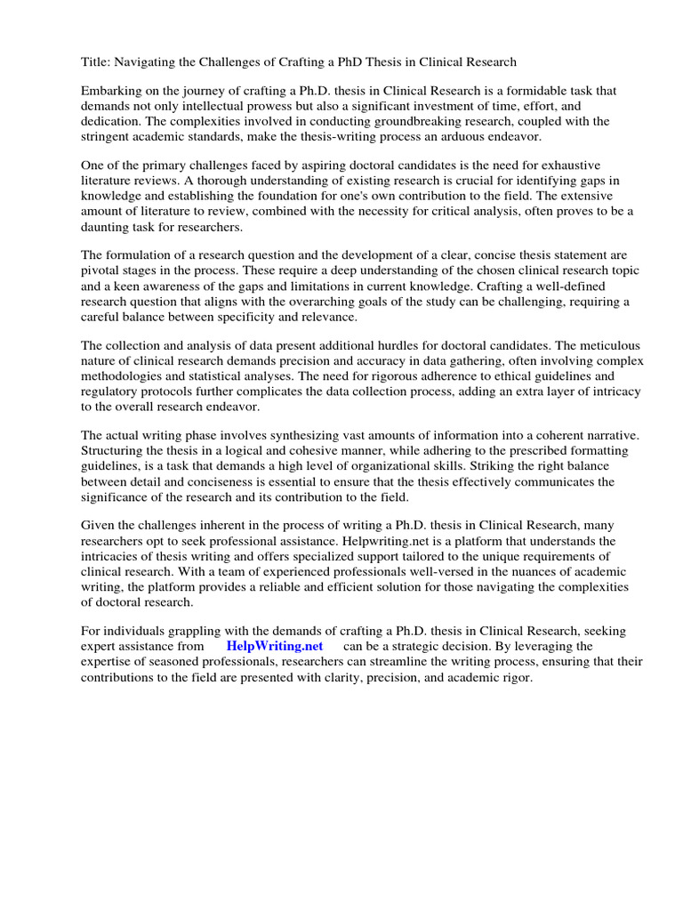 PhD Thesis Tips for Clinical Researchers | PDF | Doctor Of Philosophy ...