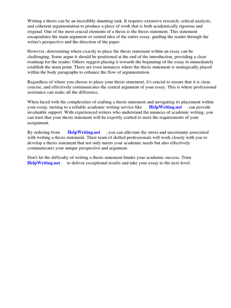 Thesis Statement Placement Guide | PDF | Essays | Thesis