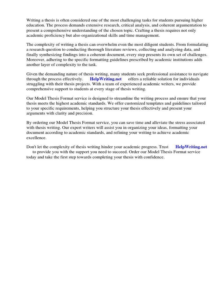 Model Thesis Format | PDF | Thesis | Essays