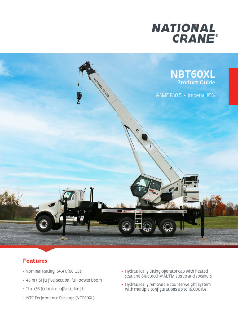 NBT60XL Product Guide Imperial | PDF | Truck | Crane (Machine)