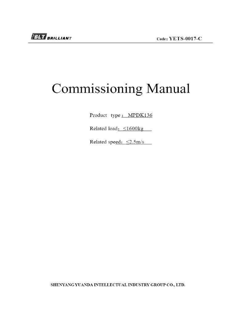 BLT Commissioning Manual MPDK136 | PDF