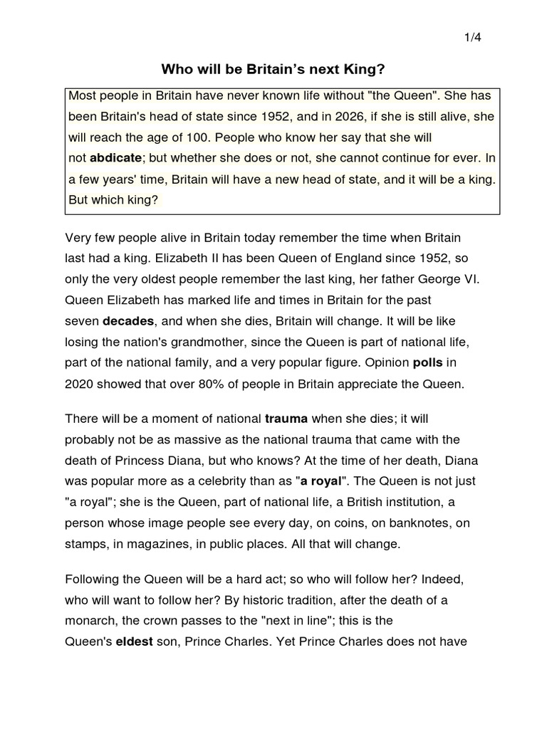 Next King of Britain: Charles or William? | PDF | Elizabeth Ii | Government