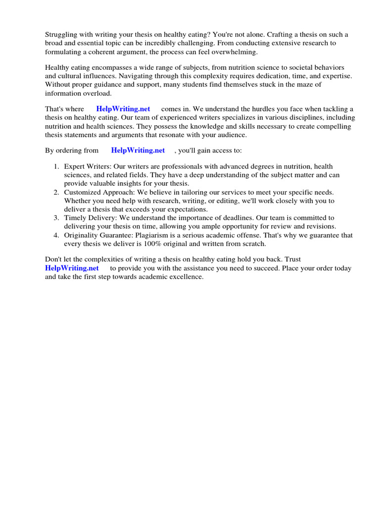 Healthy Eating Thesis Statement Examples | PDF | Healthy Diet | Foods