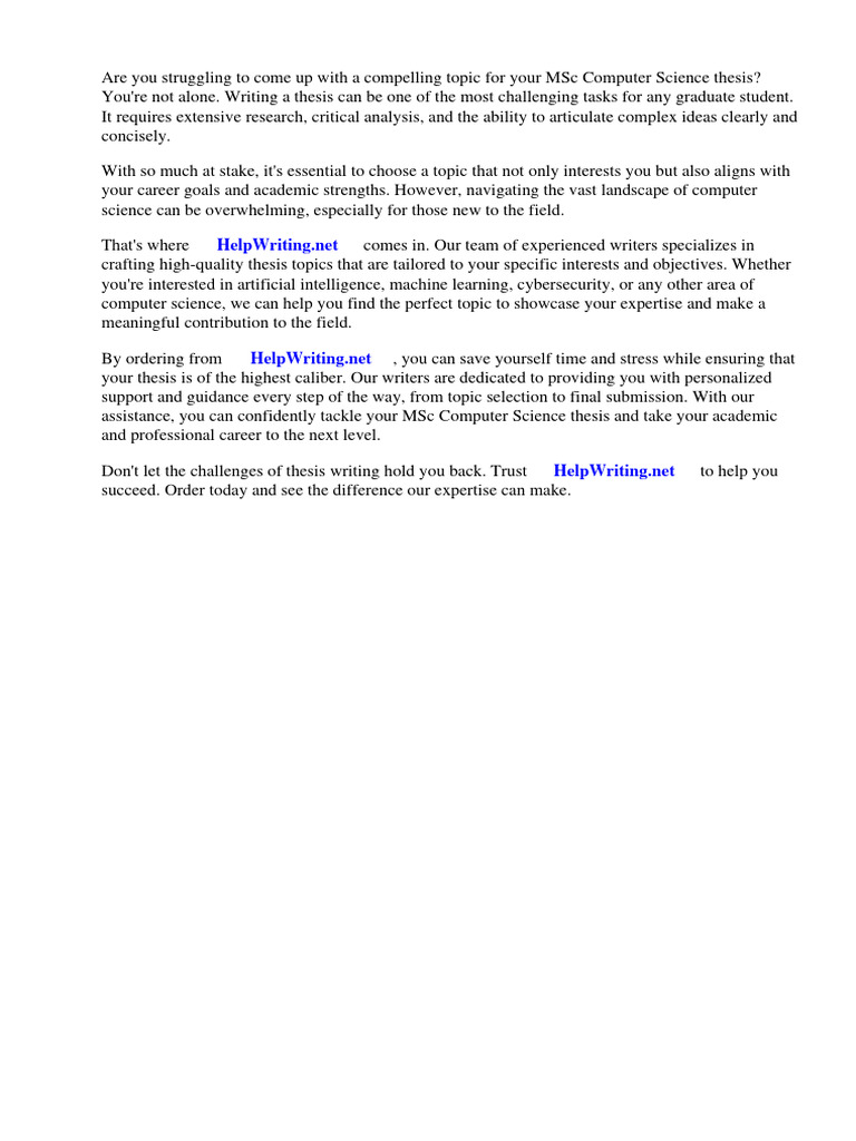 MSC Computer Science Thesis Topics List | PDF | Thesis | Data MSC Computer Science Thesis Topics List | PDF | Thesis | Data