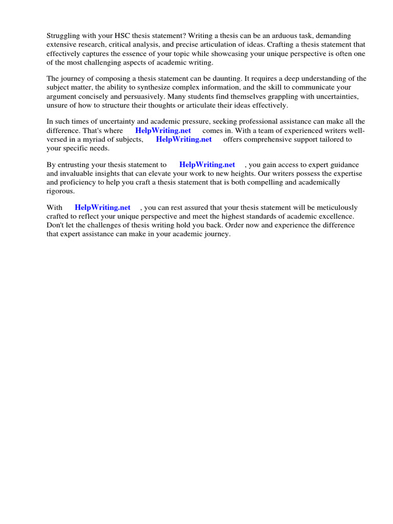 HSC Thesis Statement Help & Tips | PDF | Essays | Thesis