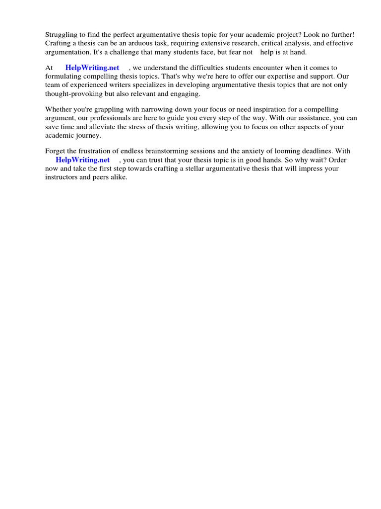 Argumentative Thesis Topic Ideas | PDF | Essays | Thesis