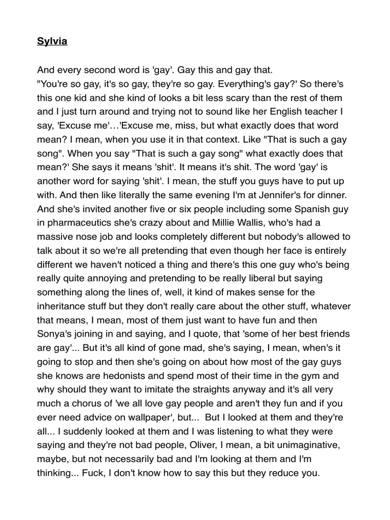 Sylvia Monologue | PDF