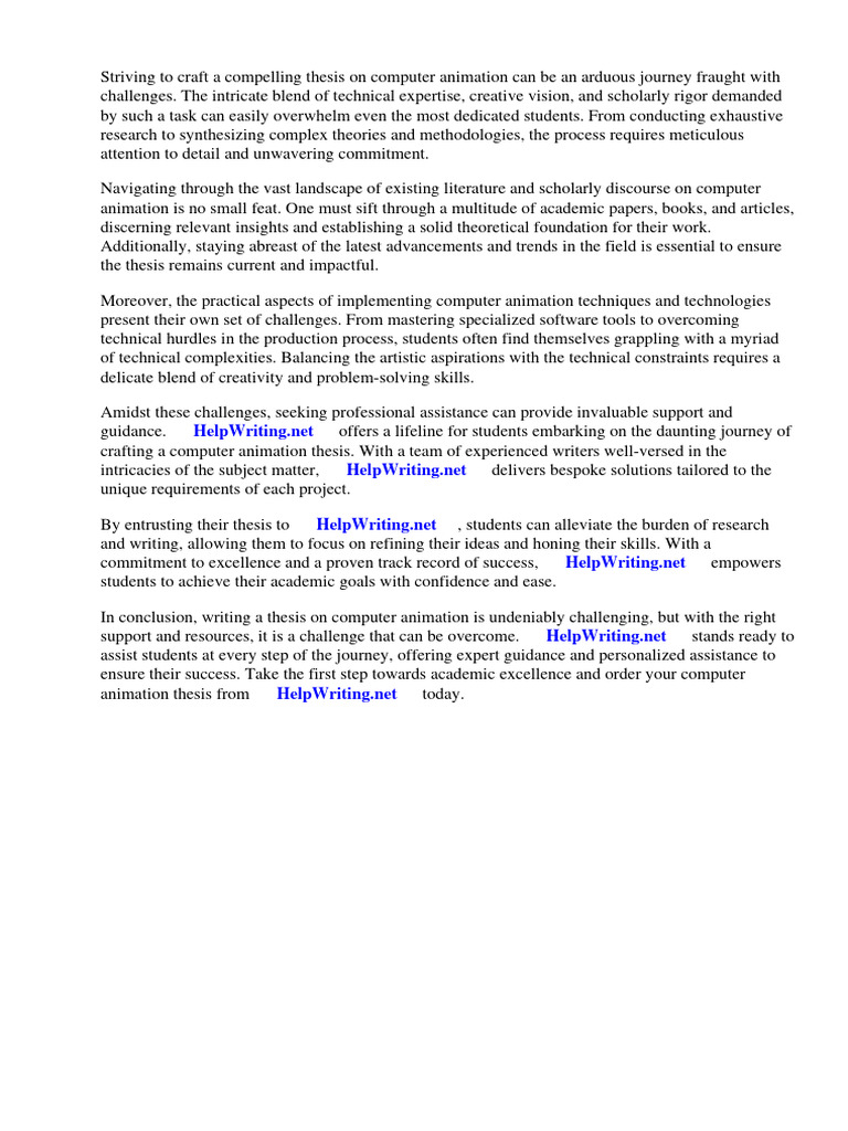 Computer Animation Thesis | Download Free PDF | Animation | Computer Animation