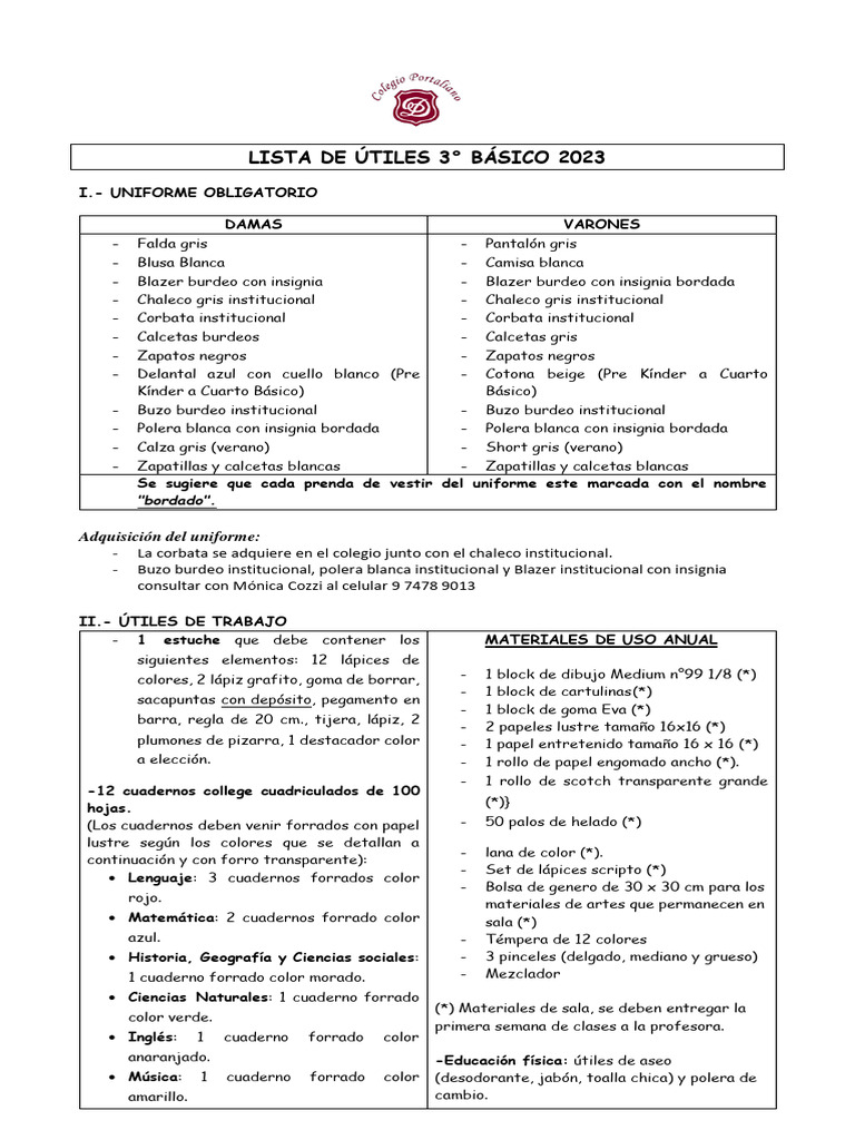 Lista 3ro Basico | PDF | Color | Lápiz