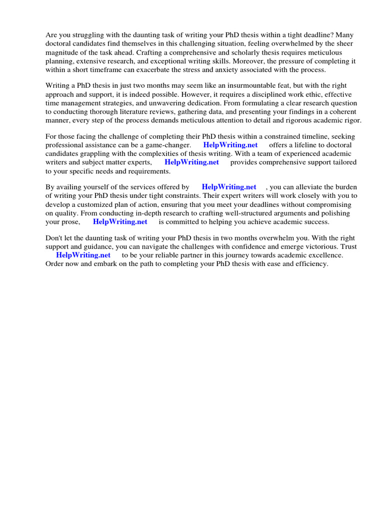 How To Write A PHD Thesis in 2 Months | Download Free PDF | Thesis ...