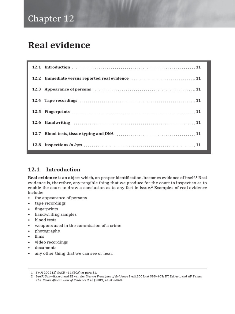 Real Evidence Chapter - SU 15 | PDF | Fingerprint | Witness
