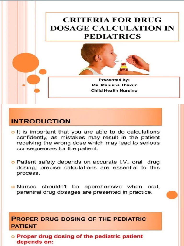 Pediatrics Drug Dose Calculation | PDF Pediatrics Drug Dose Calculation | PDF