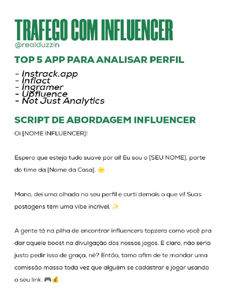 Abordagem + Script Influencer | PDF