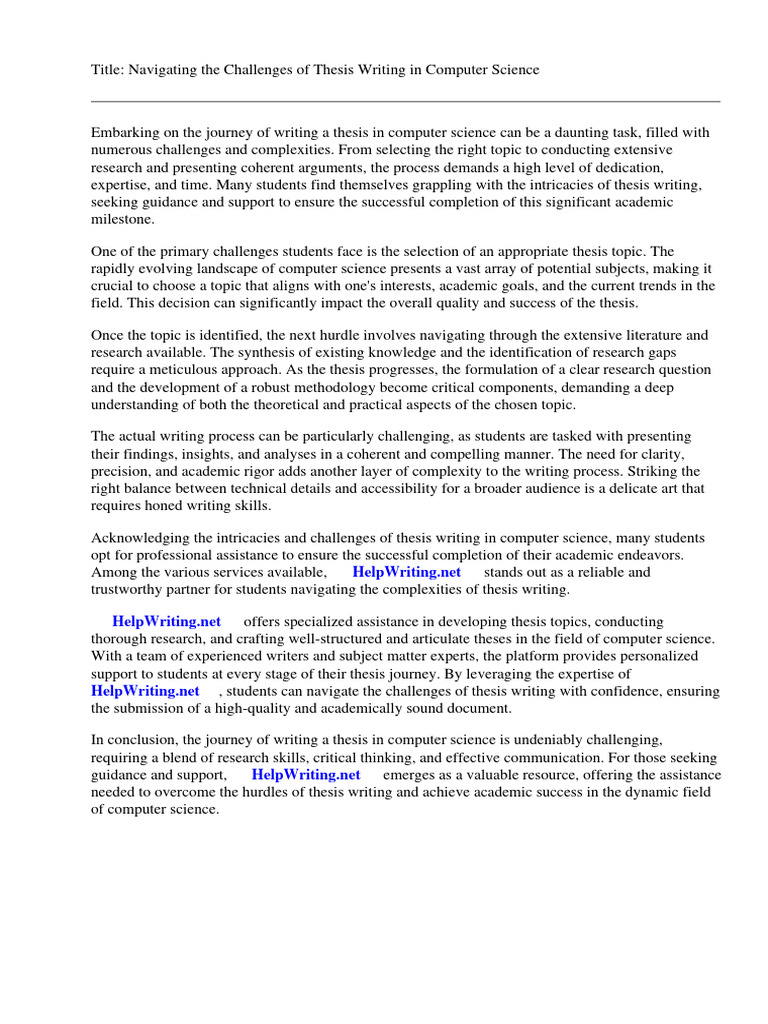 Thesis Topics in Computer Science | PDF | Thesis | Expert