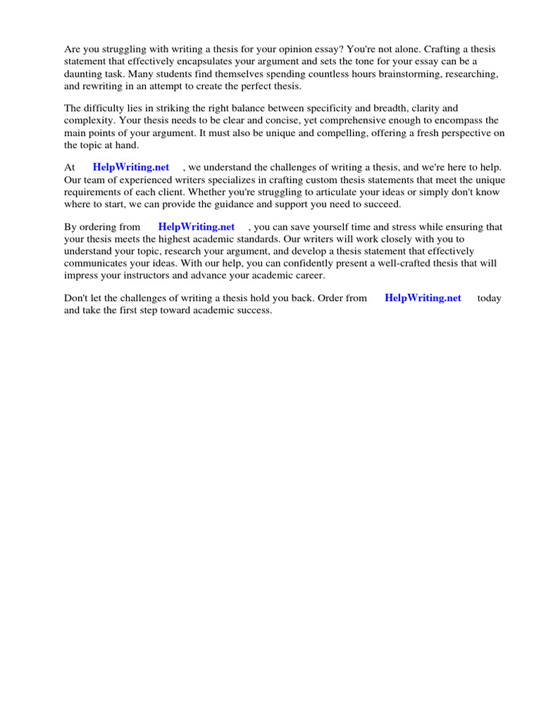 Opinion Essay Thesis Example | PDF | Essays | Thesis