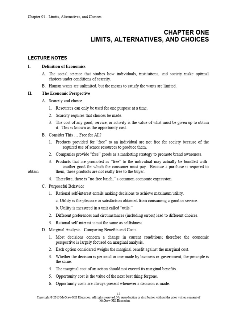 Lecture Notes On Chapter 1 Mcconnell Econ 201 And 202 Pdf