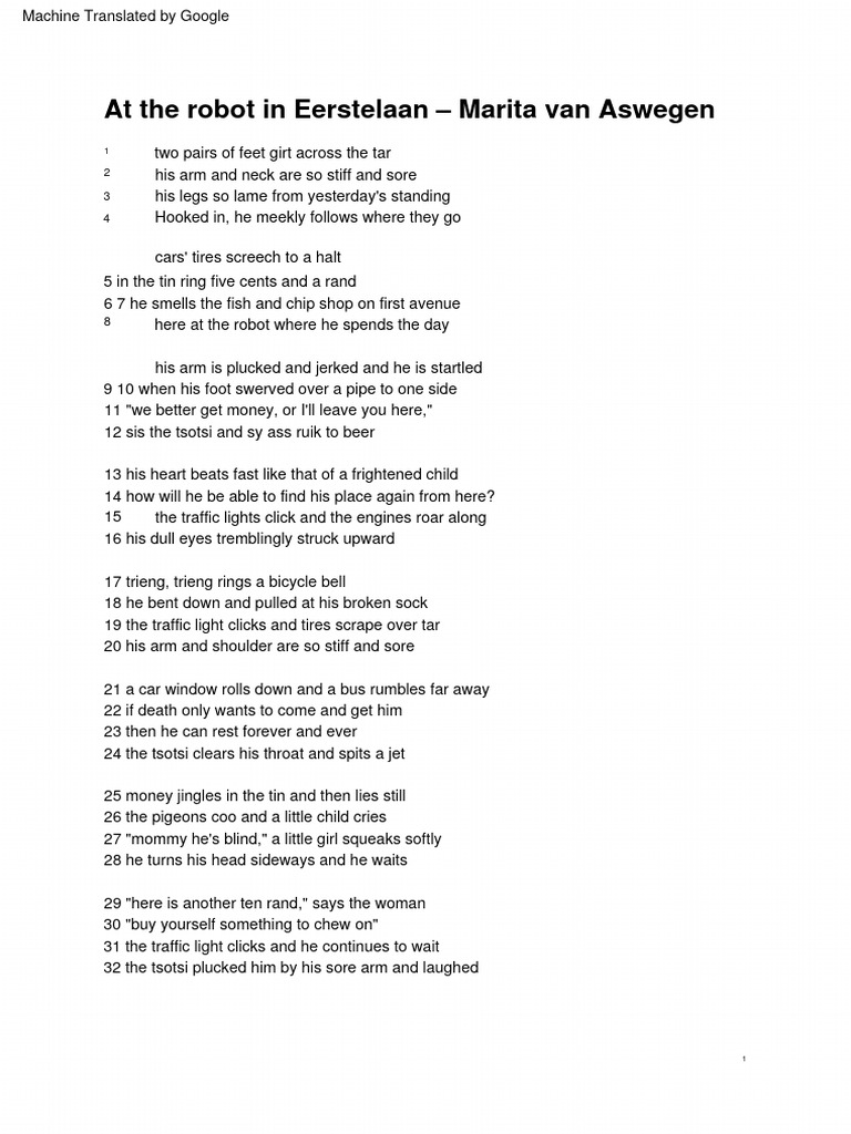 Begging at the Robot: A Poem Analysis | PDF | Poetry