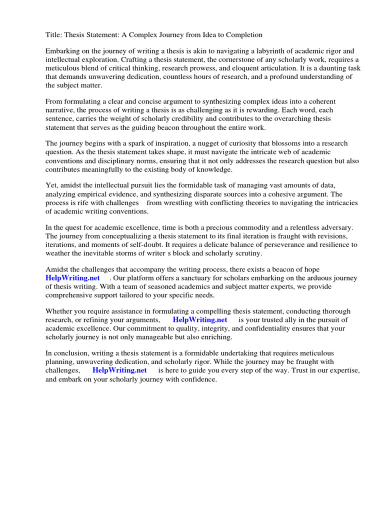 Thesis Statement Although Because | PDF | Essays | Thesis