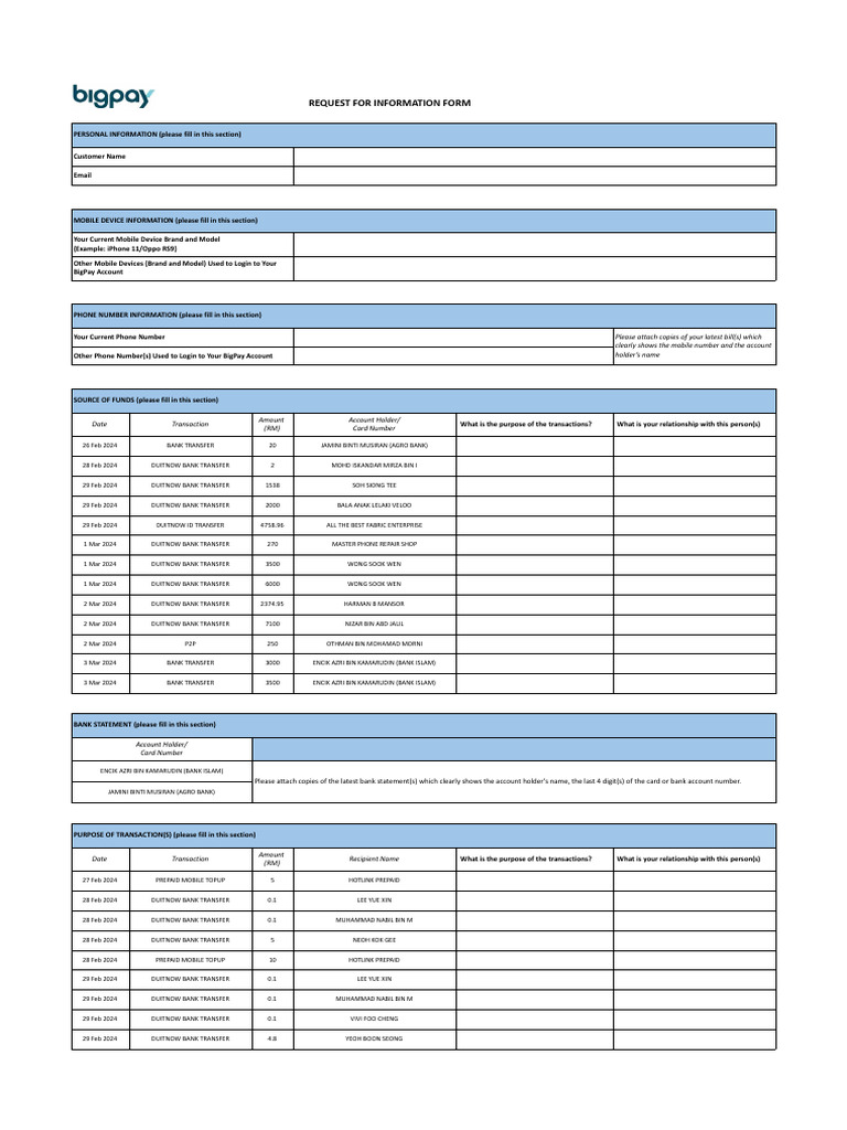 Request For Information | PDF | Wire Transfer | Computing