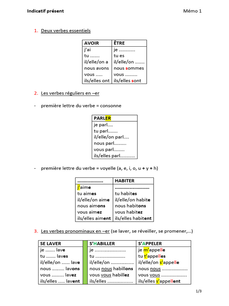 Conjugaison des verbes au présent | PDF | Linguistique | Langues