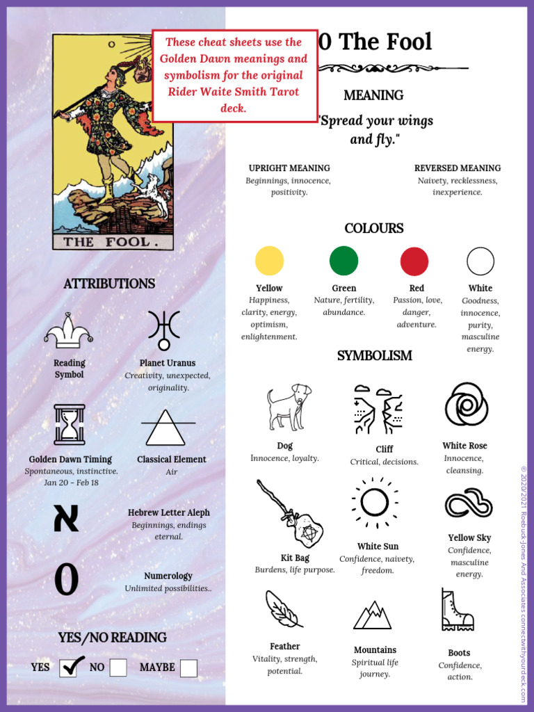 Us Letter Tarot Symbolism Cheat Sheet | PDF | Yin And Yang