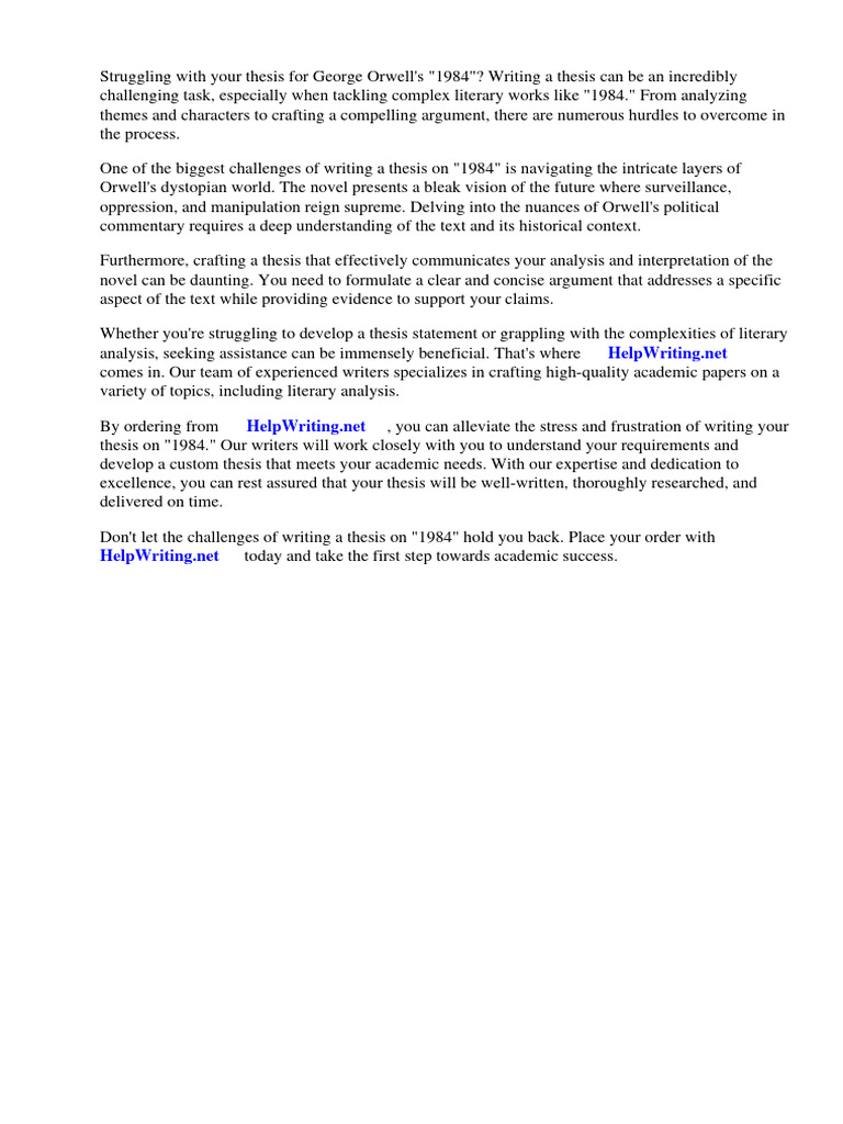 Thesis 1984 | PDF | Essays | George Orwell
