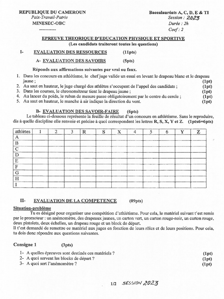 Bac Acd 2023 Eps Théorique | PDF