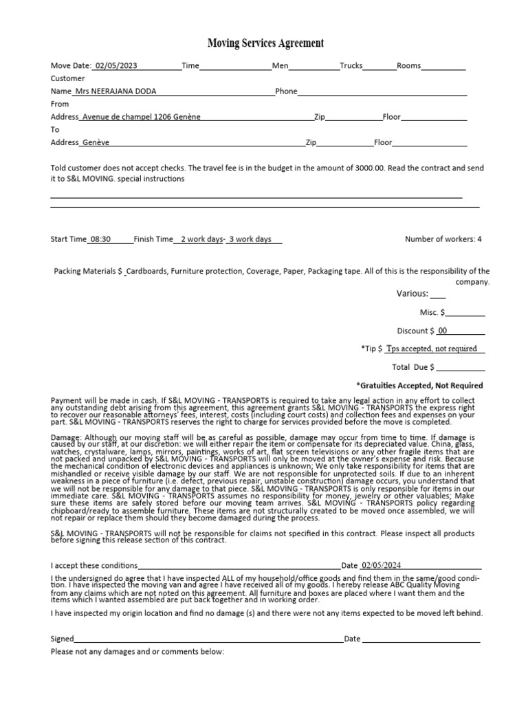 Moving-Contract-03 L | PDF | Fee | Economies