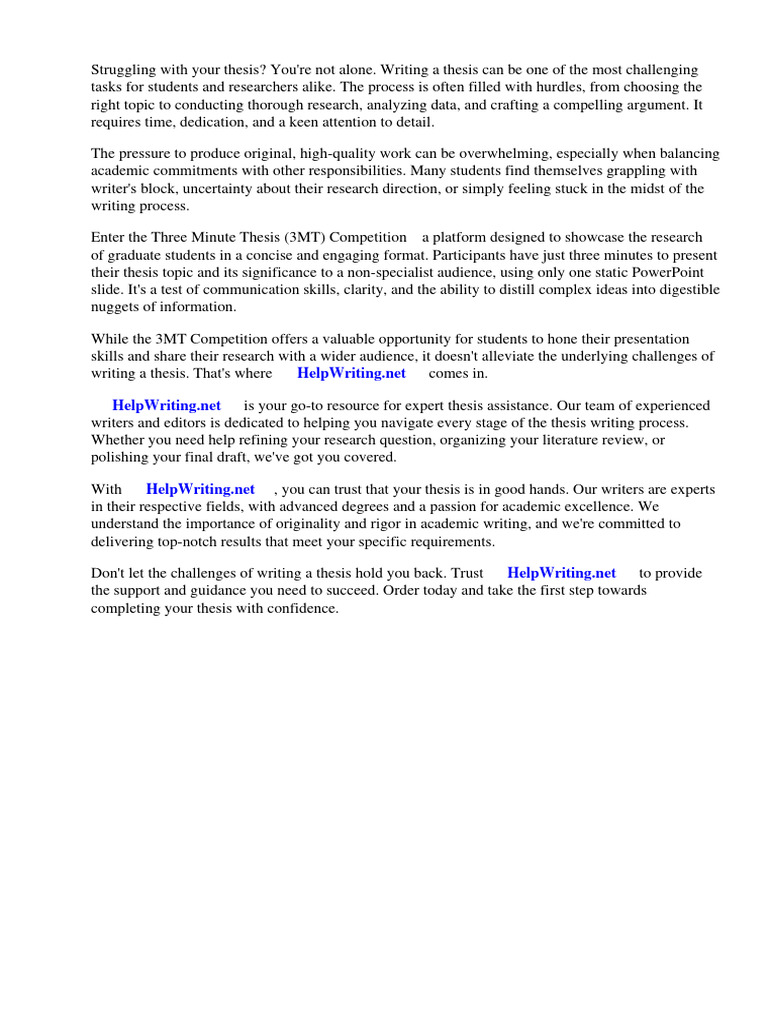Three Minute Thesis 3mt Competition | PDF | Thesis