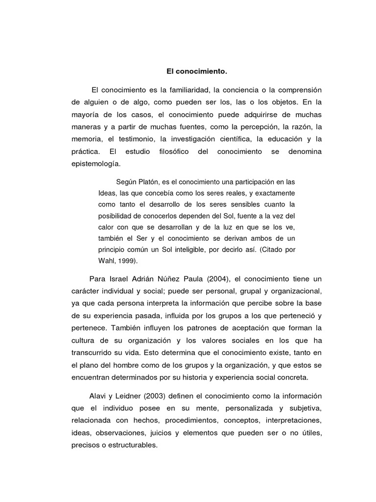 El Conocimiento (Solo Informacion) | Descargar gratis PDF | Conocimiento | Empirismo
