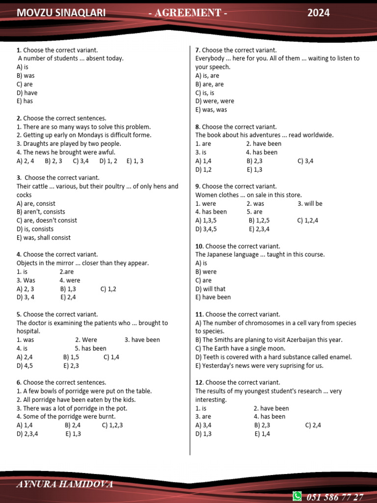 Movzu Sinaqlari 2024 - Agreement | PDF