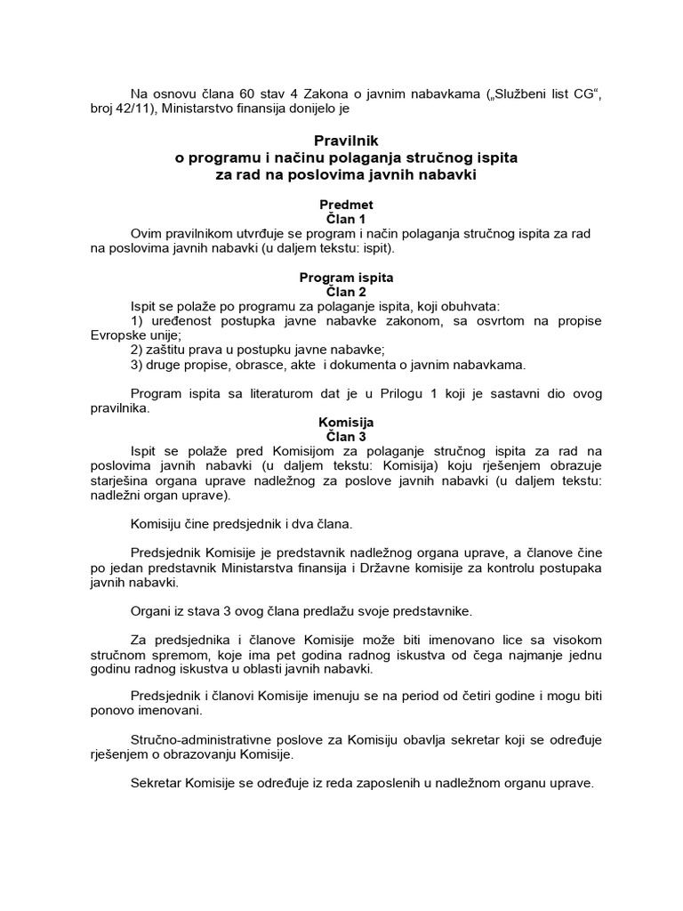 Pravilnik Strucni Ispit | PDF