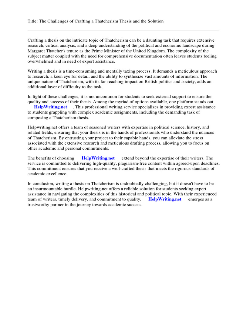Thatcherism Thesis | PDF | Margaret Thatcher | Conservative Party (Uk)