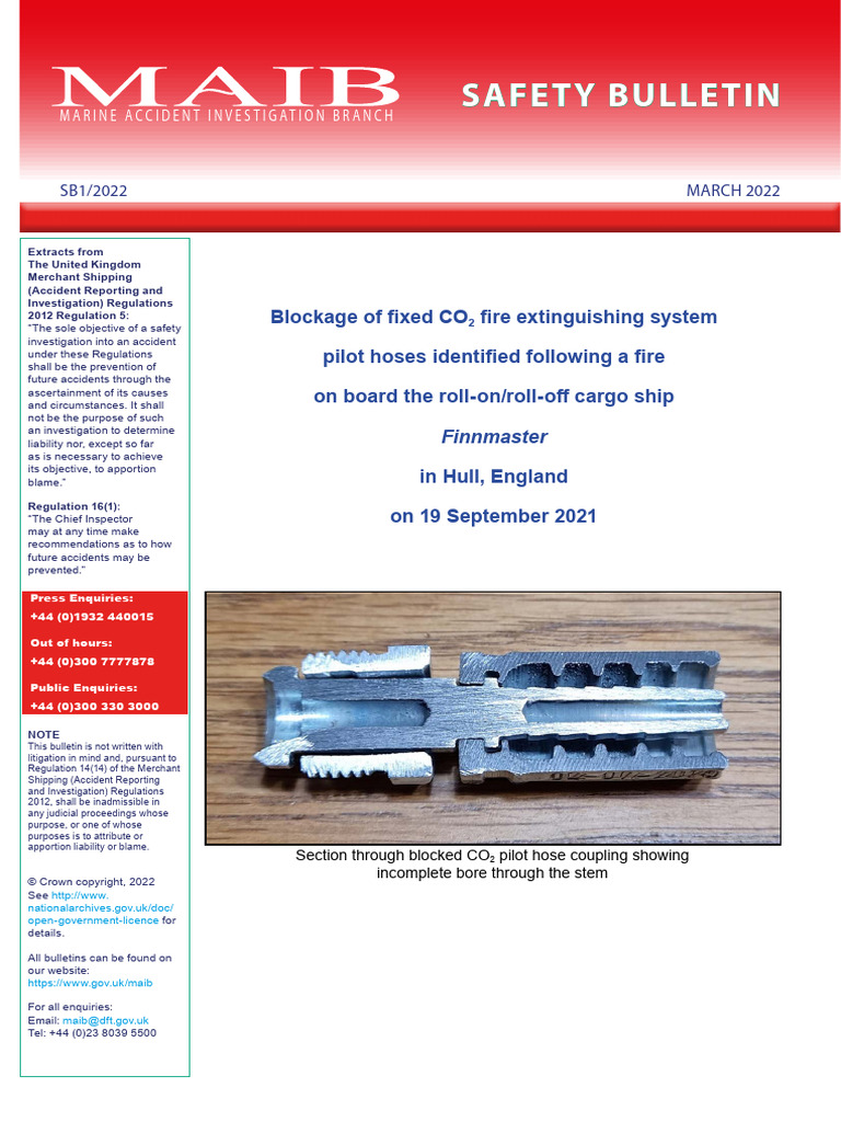 MAIB Safety Bulletin 213 | PDF | Valve