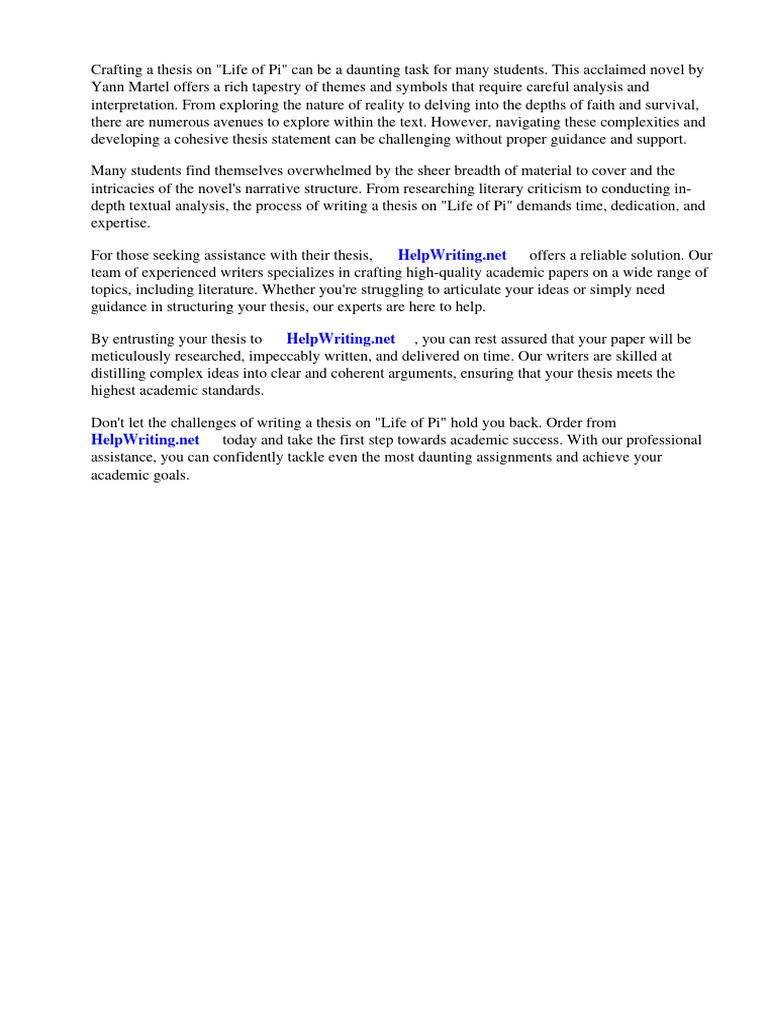 Life of Pi Thesis Ideas | PDF | Rituals | Faith