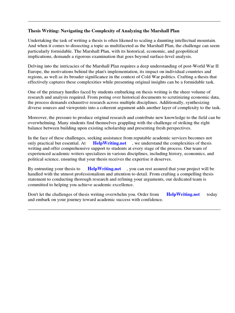 Thesis On The Marshall Plan | PDF | Marshall Plan | Europe