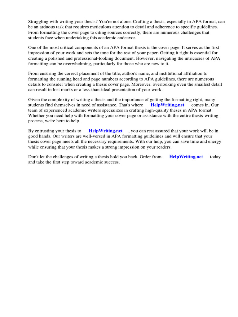 Apa Format Thesis Cover Page | PDF | Apa Style | Thesis