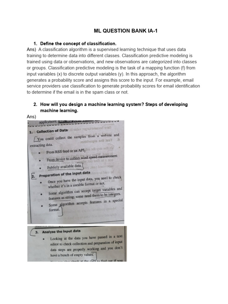 ML QB | PDF | Machine Learning | Statistical Classification