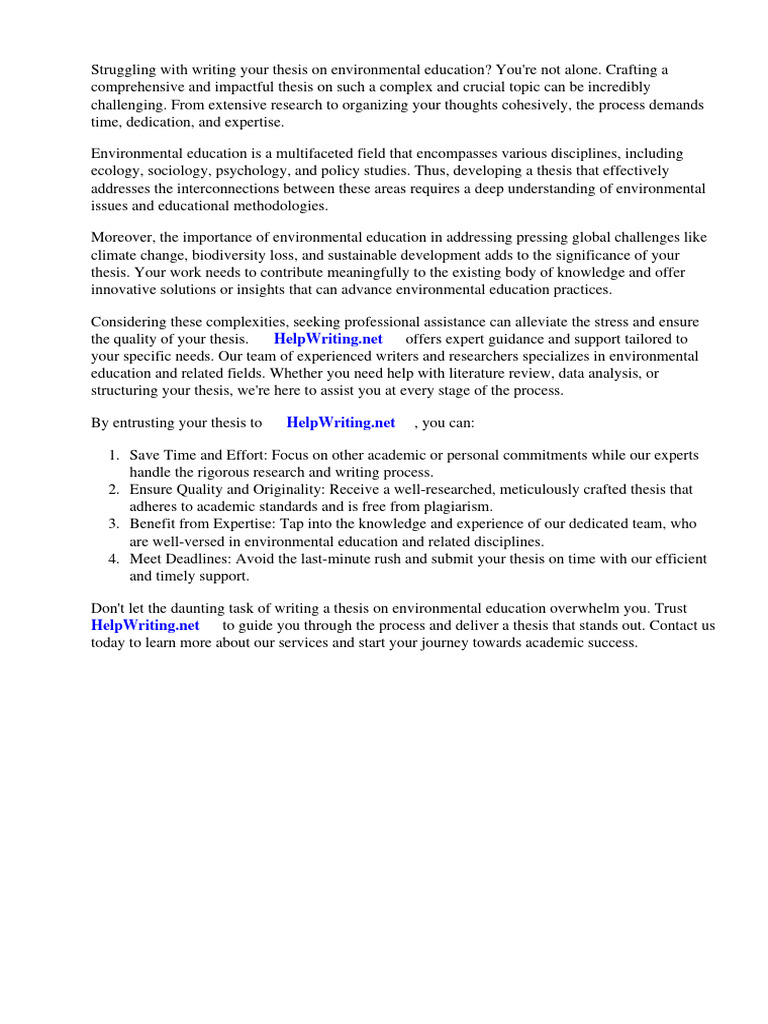 Thesis On Environmental Education | PDF | Natural Environment ...