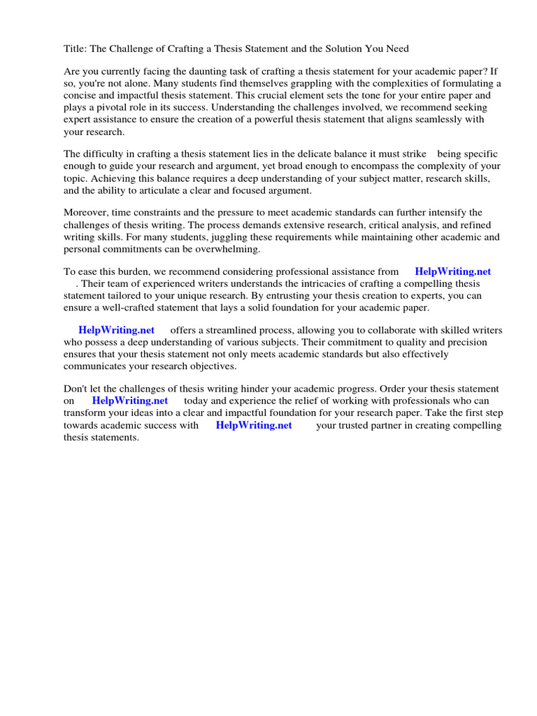 Crafting a Strong Thesis Statement Guide | PDF | Essays | Thesis
