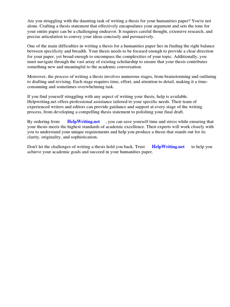 How To Write A Thesis For A Humanities Paper | PDF | Thesis | Essays