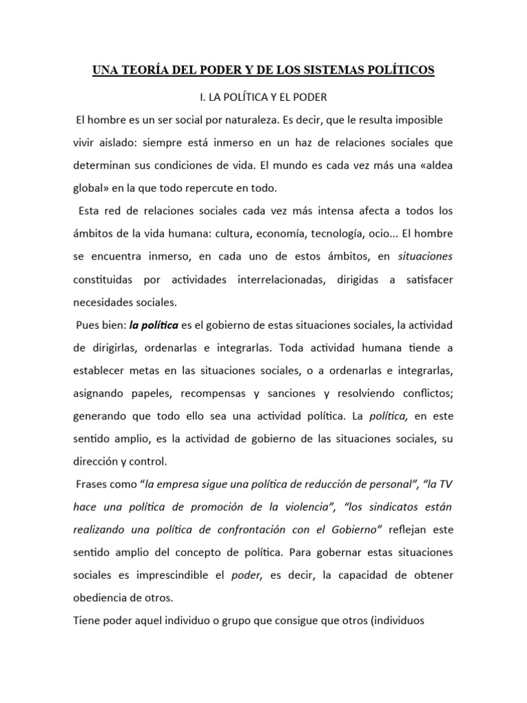UNA TEORÍA DEL PODER Y DE LOS SISTEMAS POLÍTICOS | PDF | Sistemas politicos | Cooperación