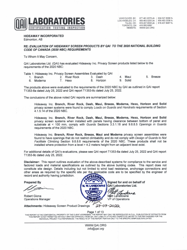 Hideaway_Screens_-_NBC_2020_-_Engineering_Evaluation | PDF