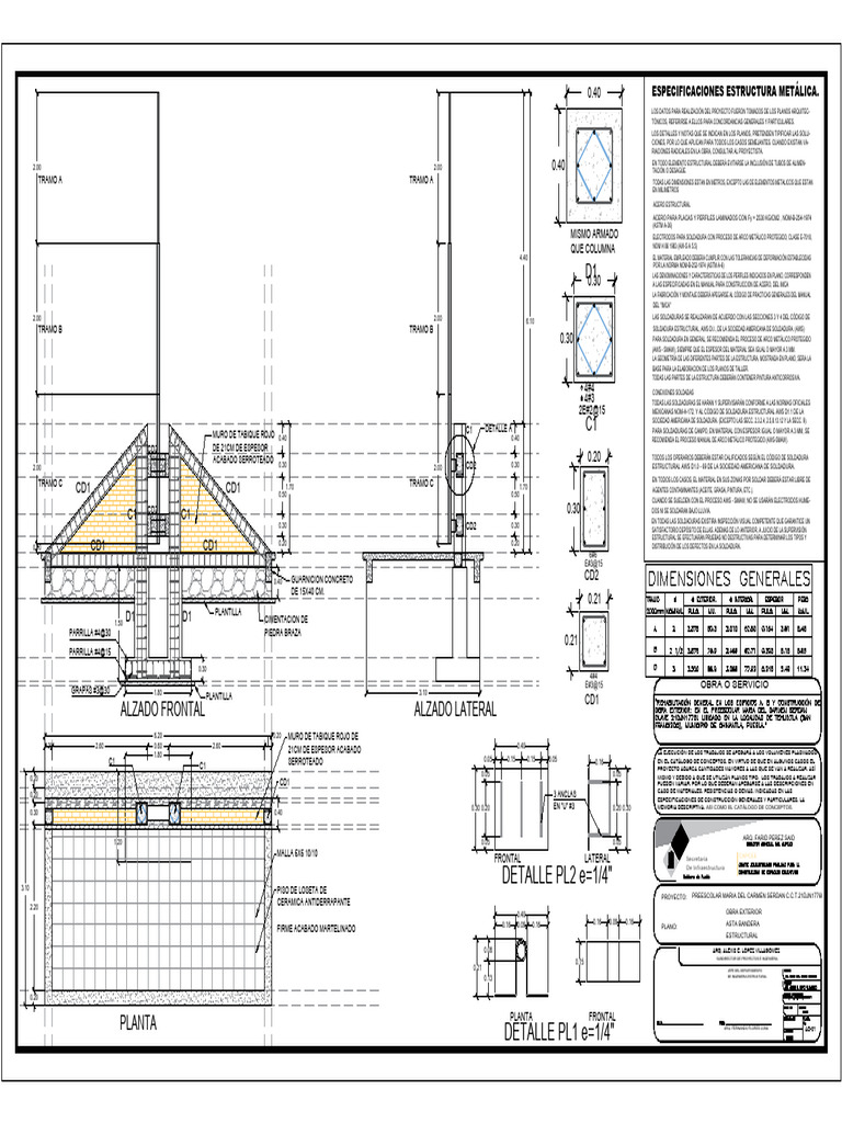 Asta de Bandera: Especificaciones Estructurales | PDF | Construcción ...