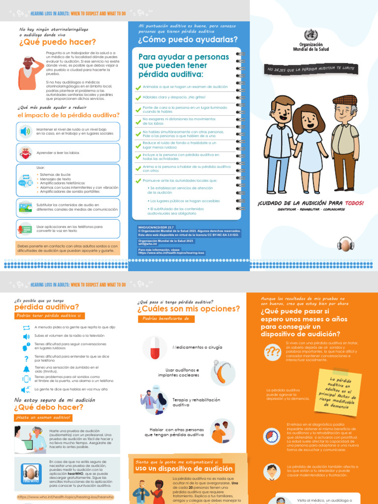 0123 Hearing Loss Adults Flyer SP | PDF | Escuchando | Audiología